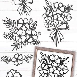 Flower SVG Bundle 50 Flower SVG Cut Files Hand Drawn | Etsy Canada