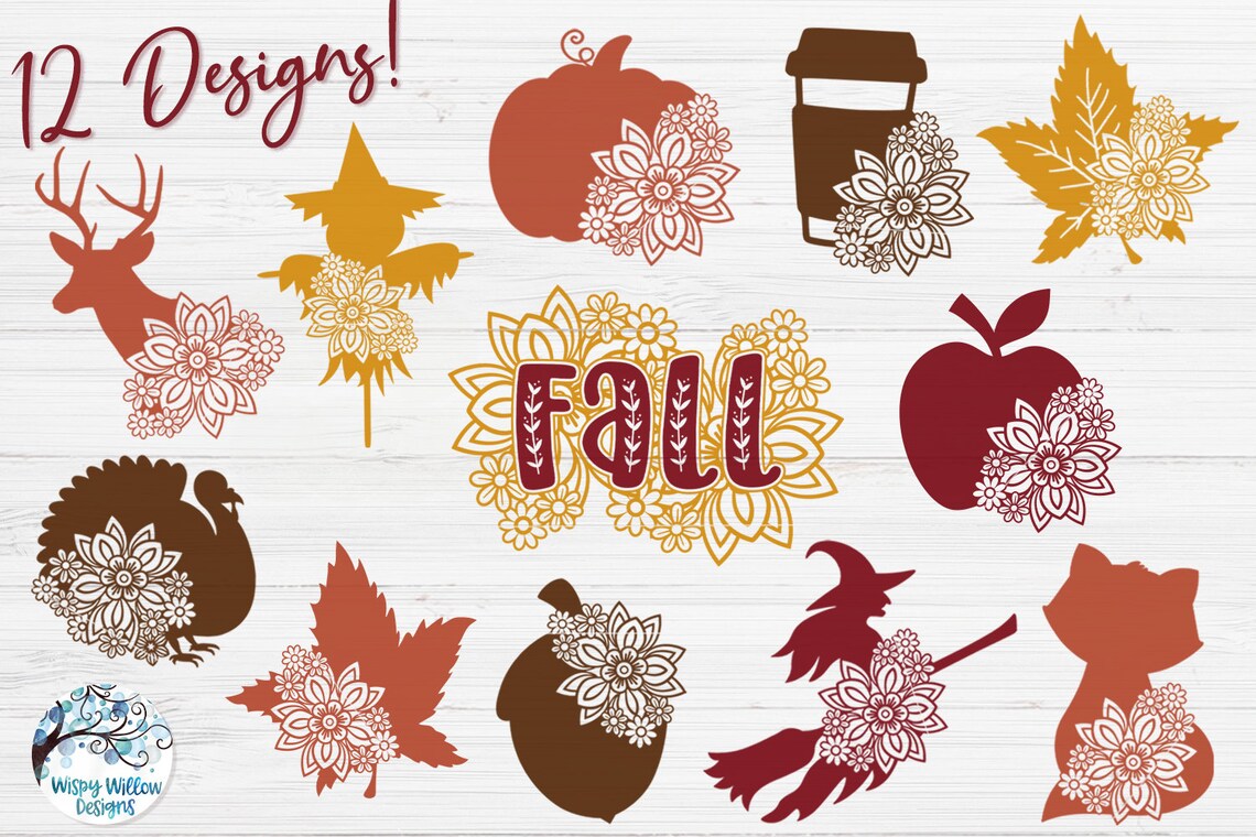 Floral Fall SVG Bundle Fall Mandala Svgs Fall SVG Bundle - Etsy