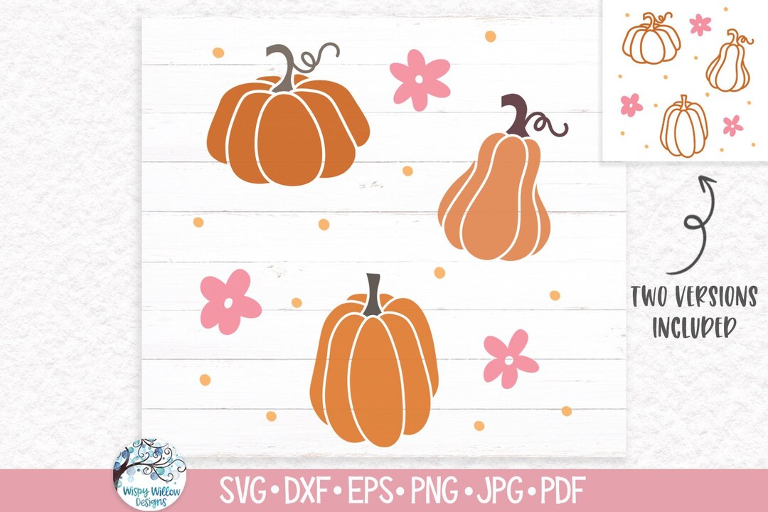 Cute Pumpkin Pattern SVG for Cricut, Retro Halloween Print PNG, Fall ...