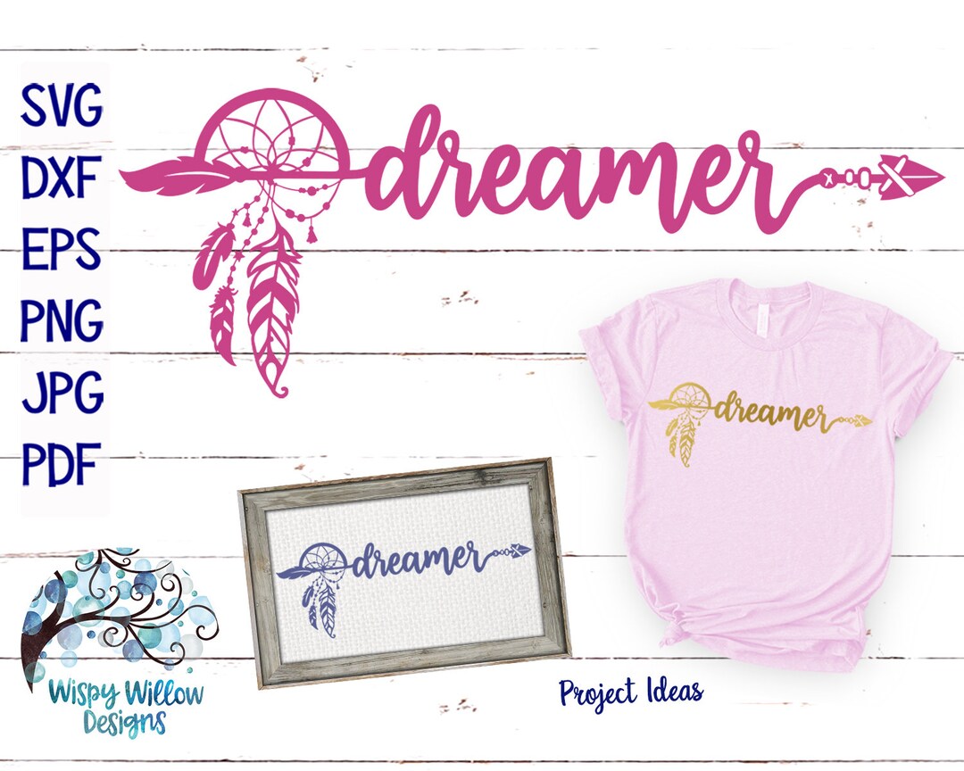 Dreamer SVG, DXF, Png, Jpg, Boho Dreamcatcher With Feathers, Boho SVG ...
