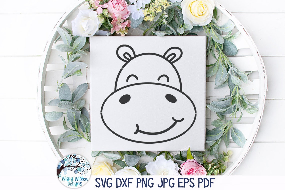 Cute Hippo SVG, Happy Hippo Face Svg, Layered Hippo Face, Hippo Outline ...