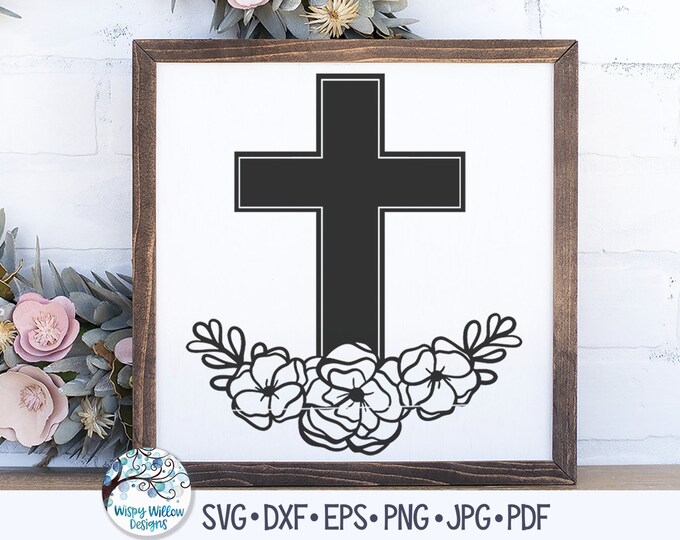 Lily Flower Cross SVG, 5 Christian Cross With Floral Design Cut File ...