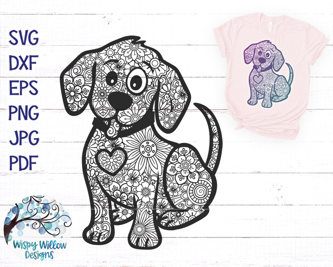 Dog Zentangle SVG Mandala Dog Svg Cute Puppy Svg Dog | Etsy
