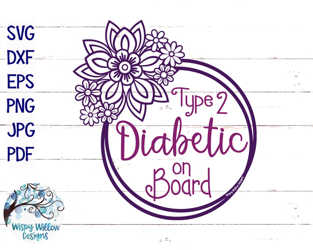 Type 2 Diabetic on Board SVG, DXF, Png, Jpg, Diabetic Svg, Diabetes Svg ...