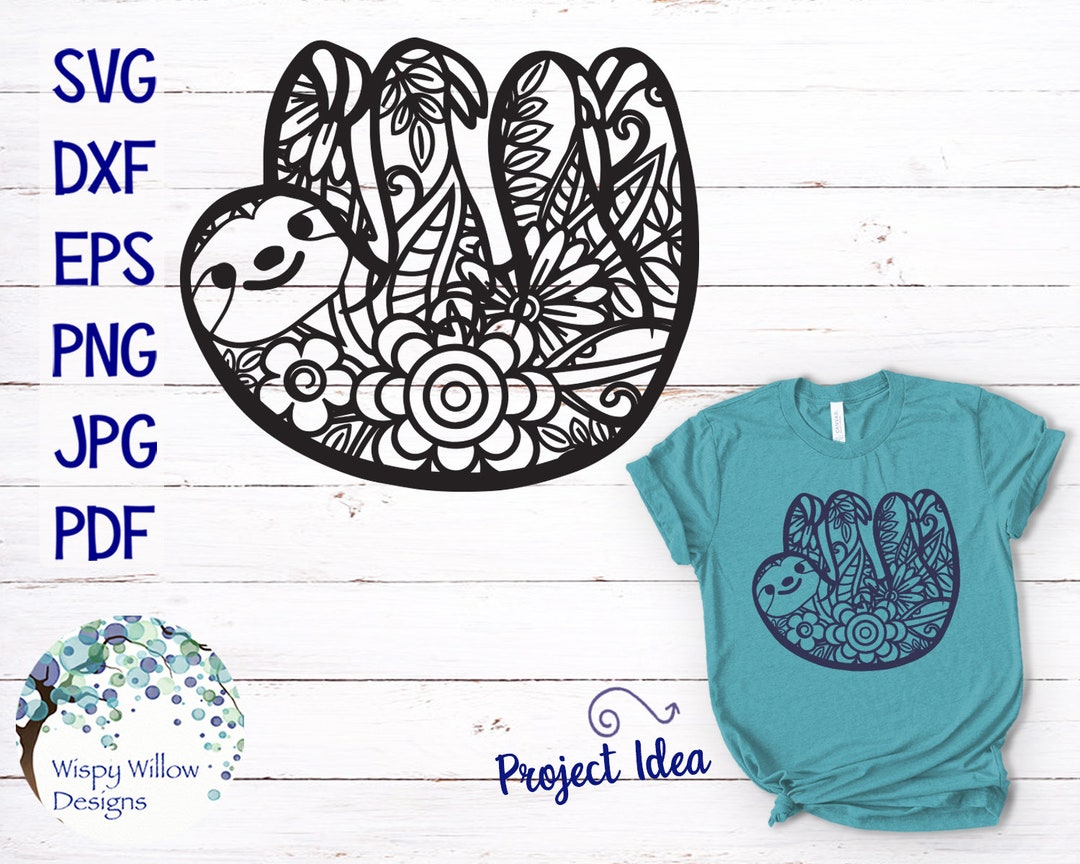 Sloth Mandala SVG for Cricut, Floral Sloth, Animal Mandala With Flowers ...