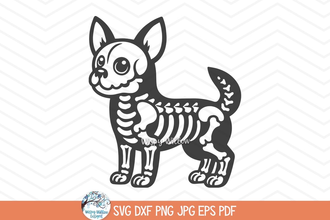 Chihuahua Dog Skeleton SVG for Cricut, Pet Dog, Animal Skeleton Bones ...
