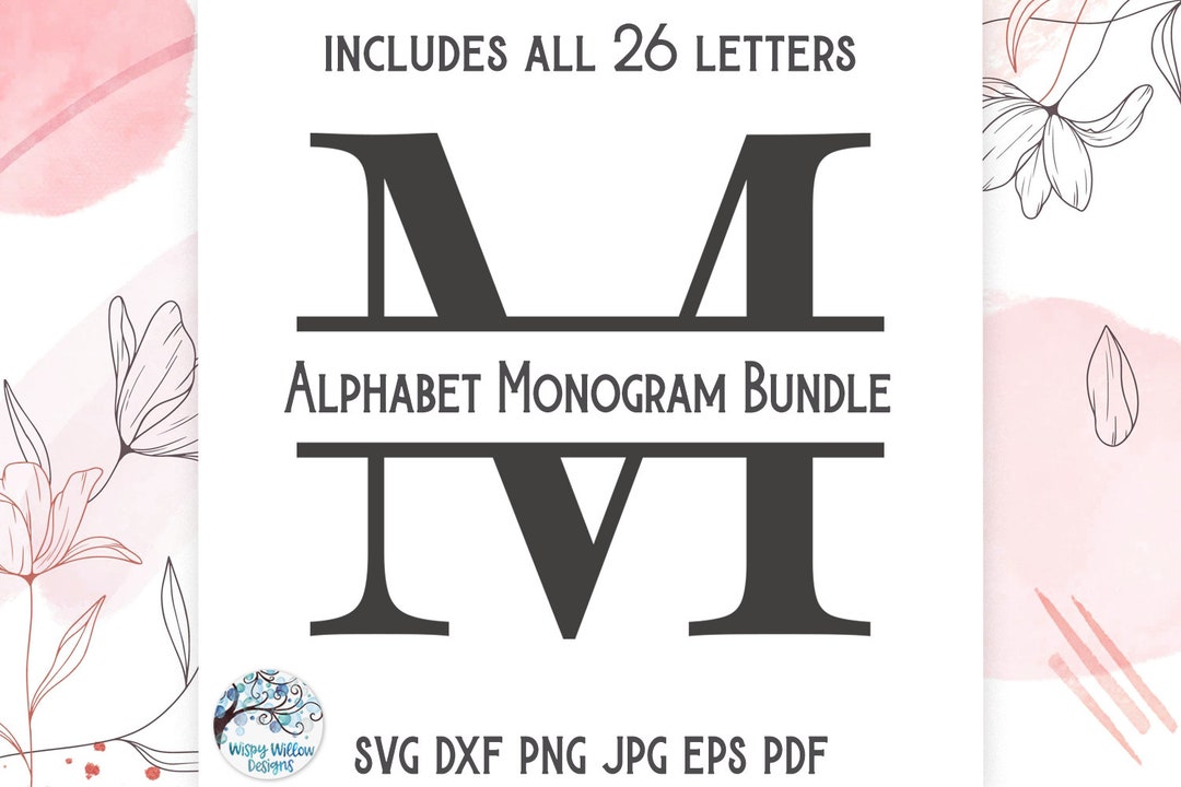 Split Monogram Alphabet SVG Bundle for Cricut, Split Letter SVG, Family ...