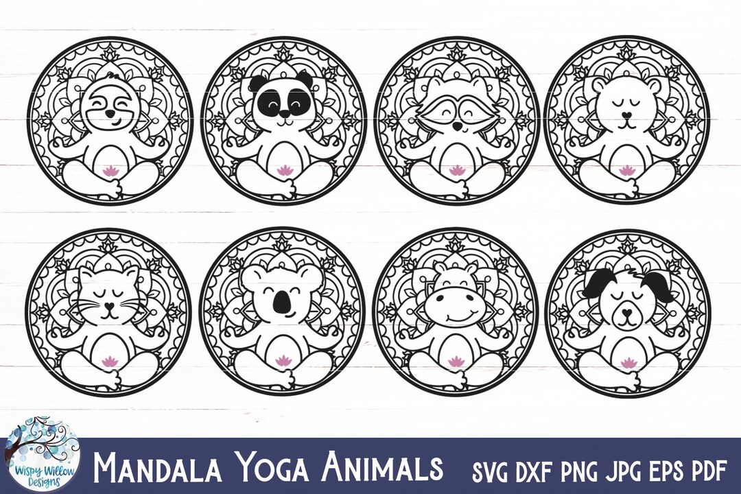 Mandala Yoga Animals SVG Bundle, Vinyl Decal Files for Cricut ...