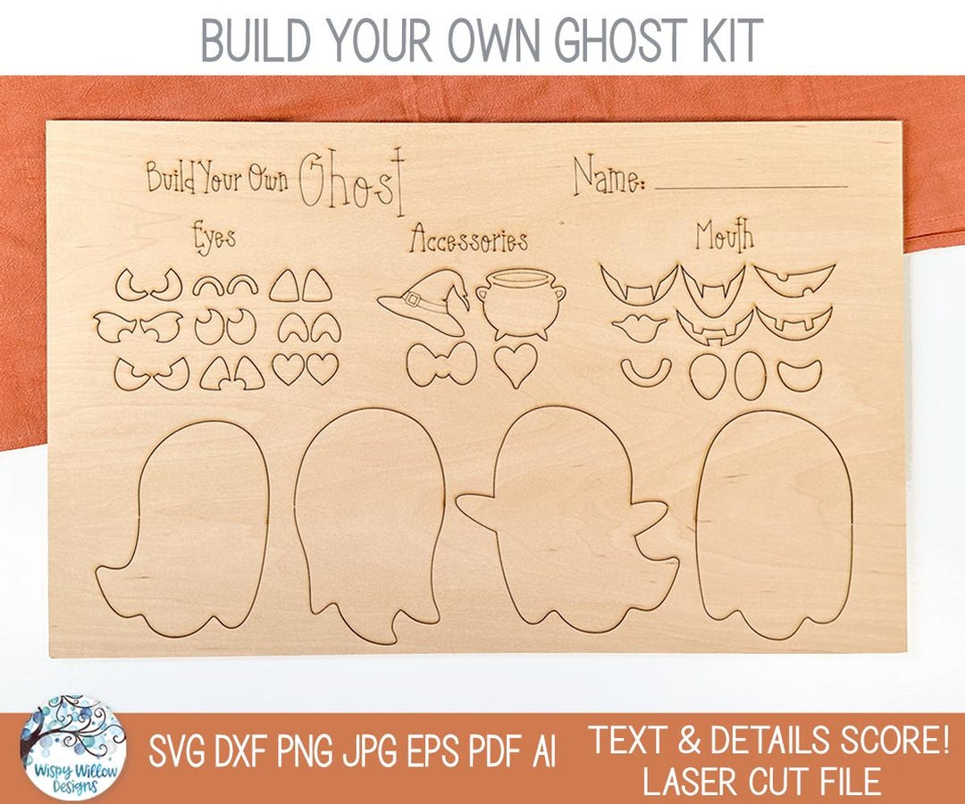 Build Your Own Ghost SVG File for Laser Cutter, Cute Halloween Pop Out ...