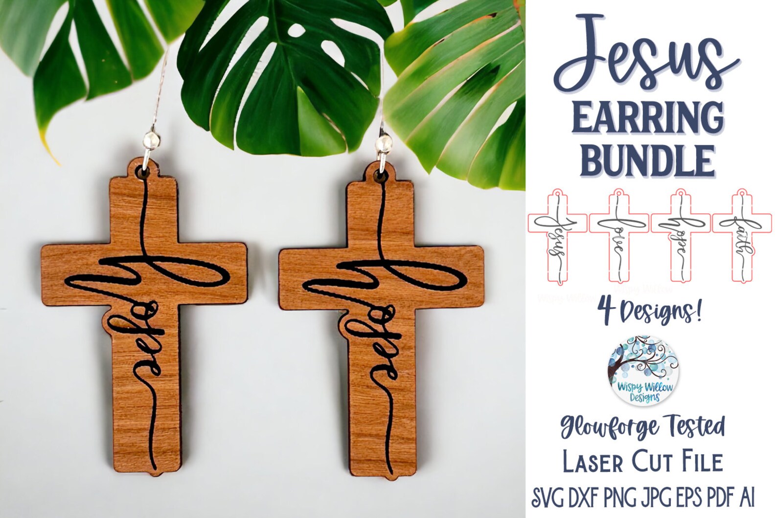 Jesus Earring File Bundle for Glowforge or Laser Cutter, Christian ...