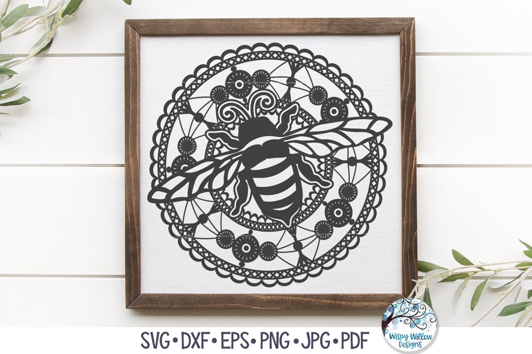 Bee Mandala SVG, DXF, Animal Mandala Zentangle SVG, Intricate Summer ...