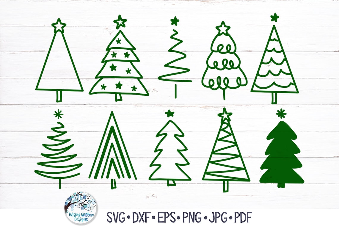 Christmas Tree Doodles SVG Bundle for Cricut Cute Christmas - Etsy