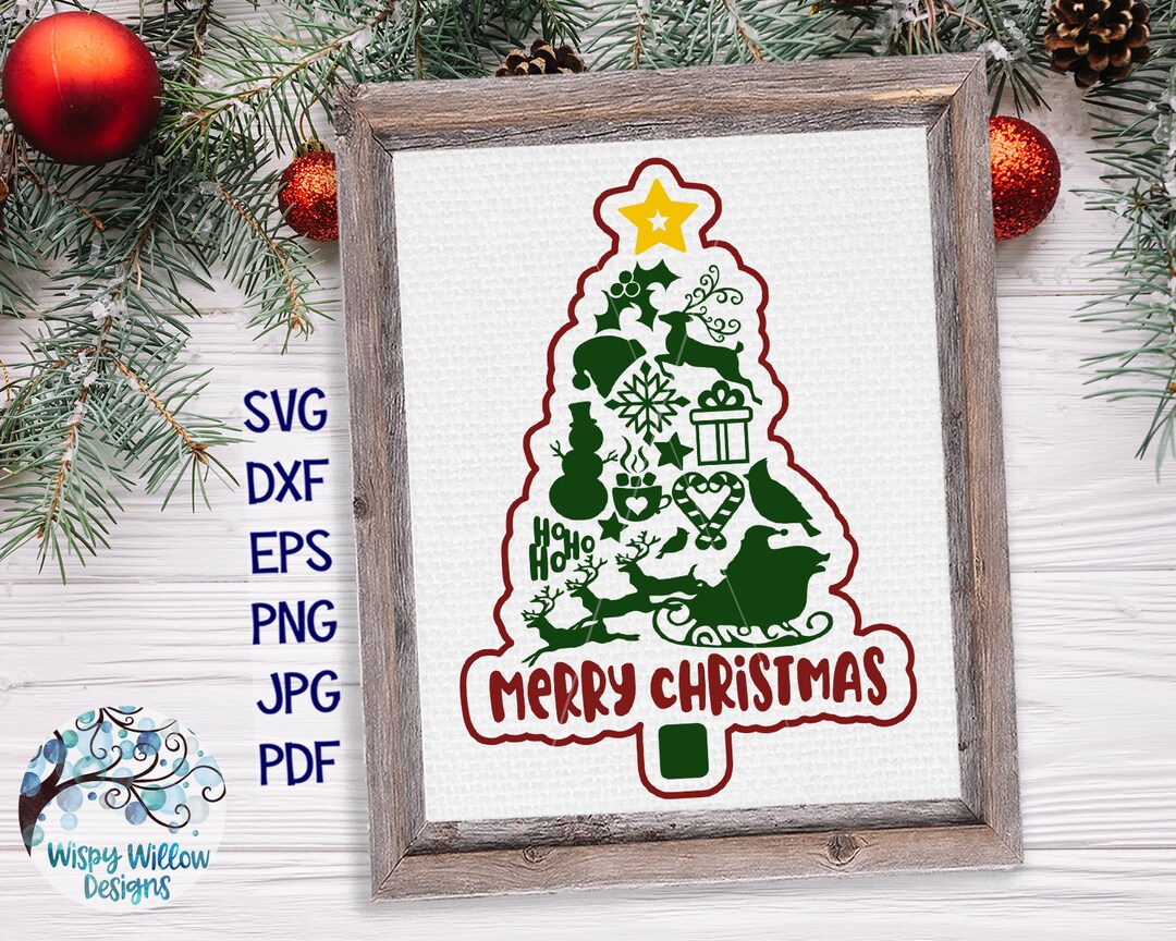 Merry Christmas Tree SVG, Christmas, SVG, DXF, Png, Christmas Tree With ...