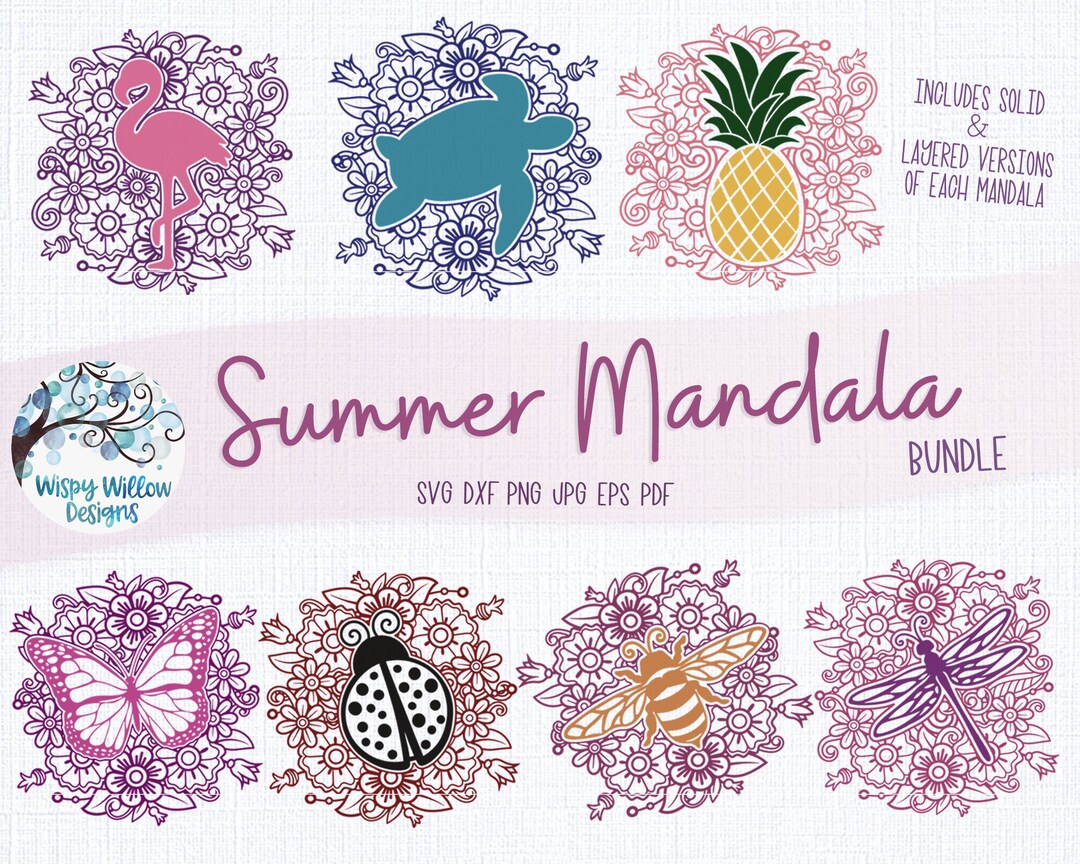 Summer Mandala SVG, Bee Mandala, Flower Mandala, Flamingo Mandala ...