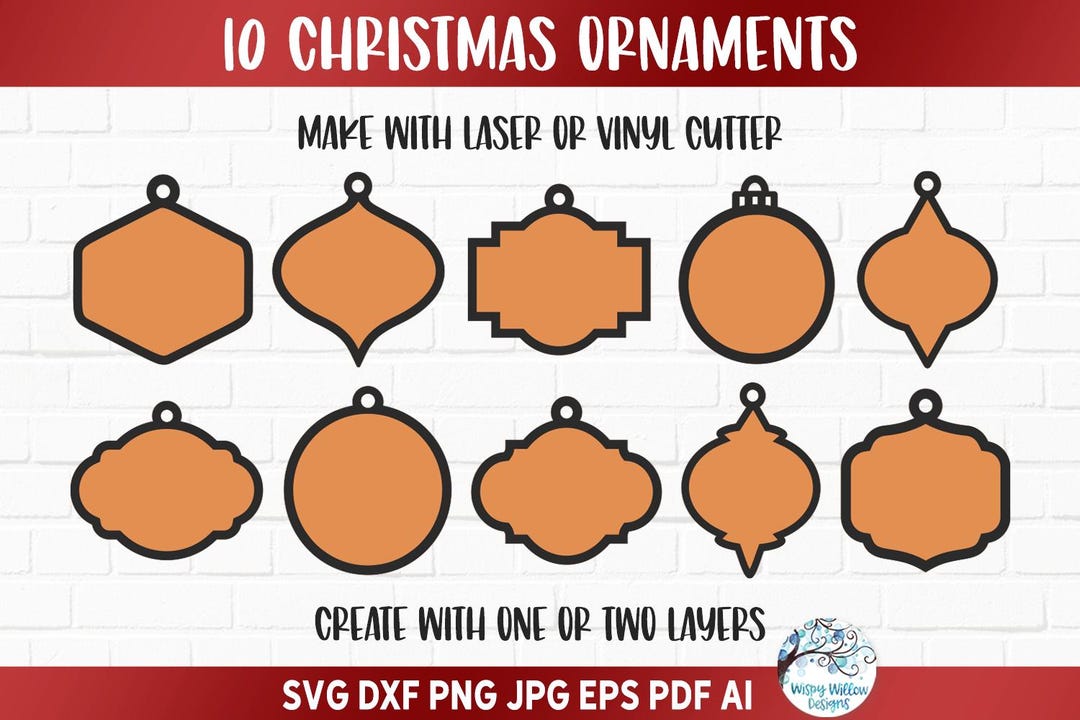 Christmas Ornament Shapes SVG for Cricut, Ornament Blanks File, Holiday ...