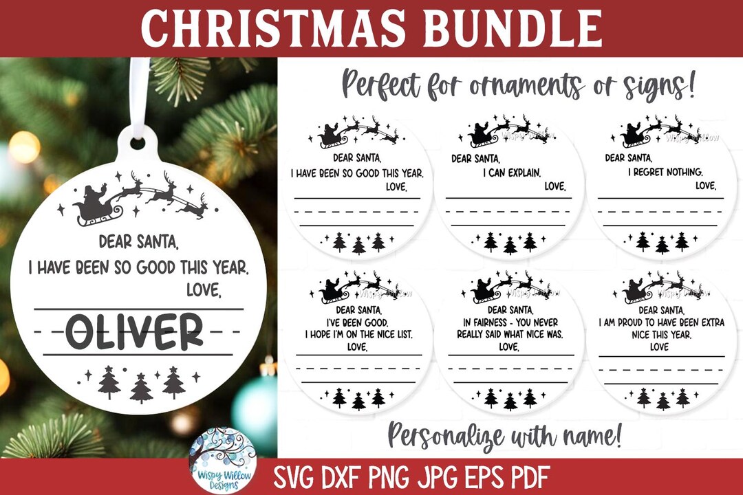 Dear Santa SVG Bundle for Cricut, Personalized Kids Handwriting Name ...