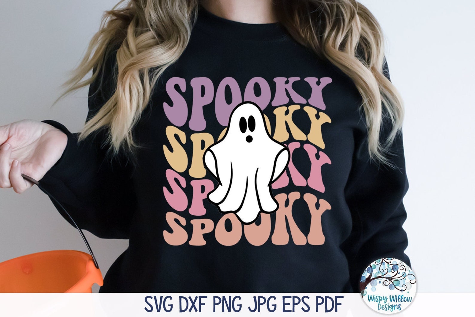 Spooky Ghost SVG, Retro Halloween Design for Cricut, Pastel Ghost ...