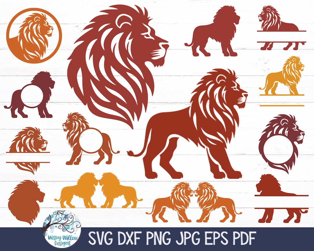 Lion SVG Bundle for Cricut, Lion Silhouette PNG, African Animal Clipart ...