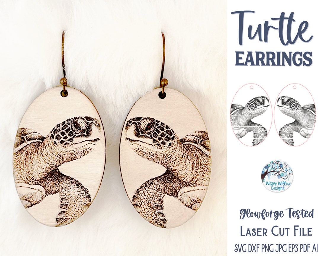 Sea Turtle Earring SVG File for Glowforge or Laser Cutter, Ocean Animal ...