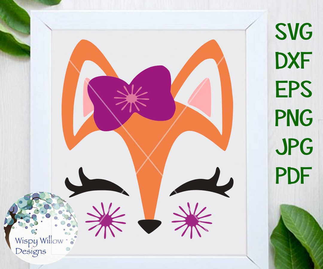 Fox SVG, Girl Fox Face Svg, Cute Fox With Bow, Fox Girl Svg, Fox Vinyl ...