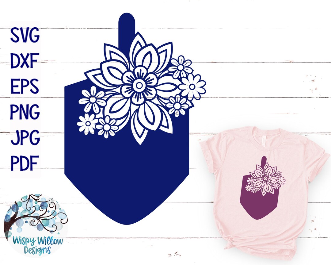 Floral Dreidel SVG, Dxf, Png, Jpg, Dreidel With Flowers, Hanukkah SVG ...
