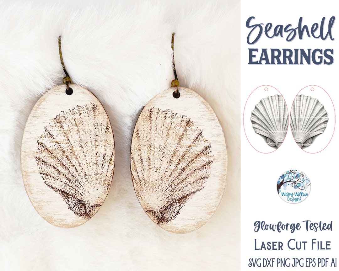Seashell Earring SVG File for Glowforge or Laser Cutter, Summer Jewelry ...