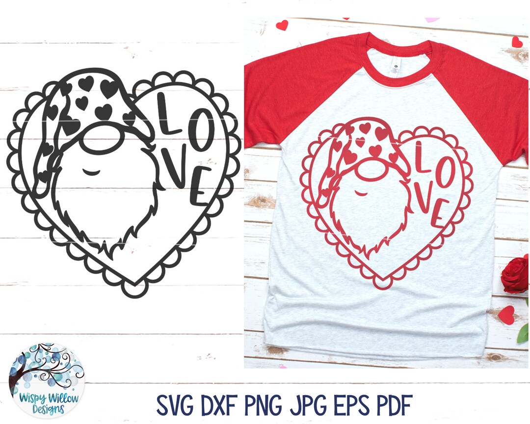 Valentine Gnome SVG for Cricut, Love Gnome With Hearts, Valentine's Day ...