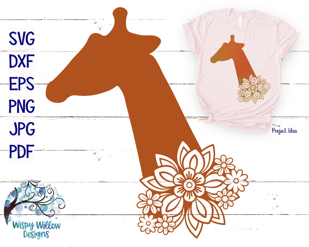 Floral Giraffe SVG, DXF, Png, Jpg, Giraffe SVG, Giraffe Mandala ...