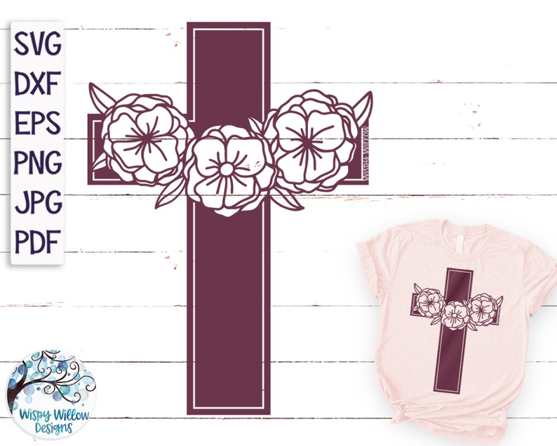 Floral Cross SVG Cut File Cross With Flowers SVG Christian - Etsy