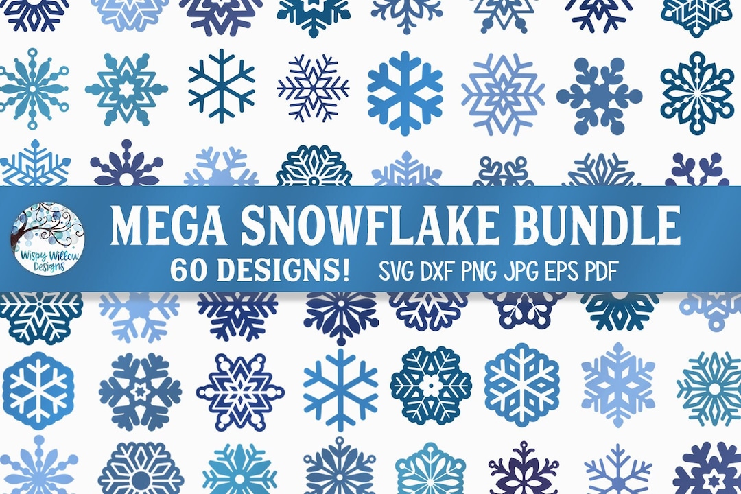 Snowflakes SVG File Bundle for Cricut, Snow Clipart PNG, Winter ...