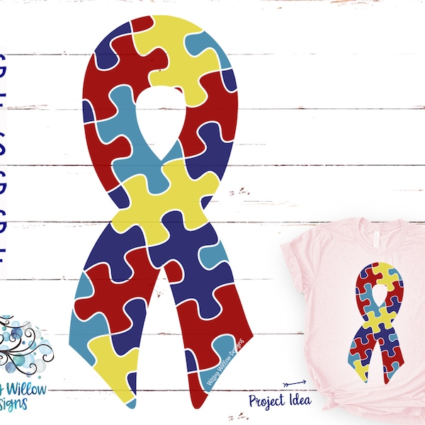 Autism Puzzle Ribbon Png - Etsy