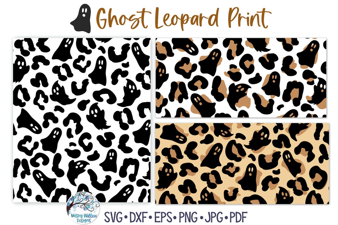 Ghost Leopard Print SVG Bundle for Cricut, Halloween Animal Print PNG ...
