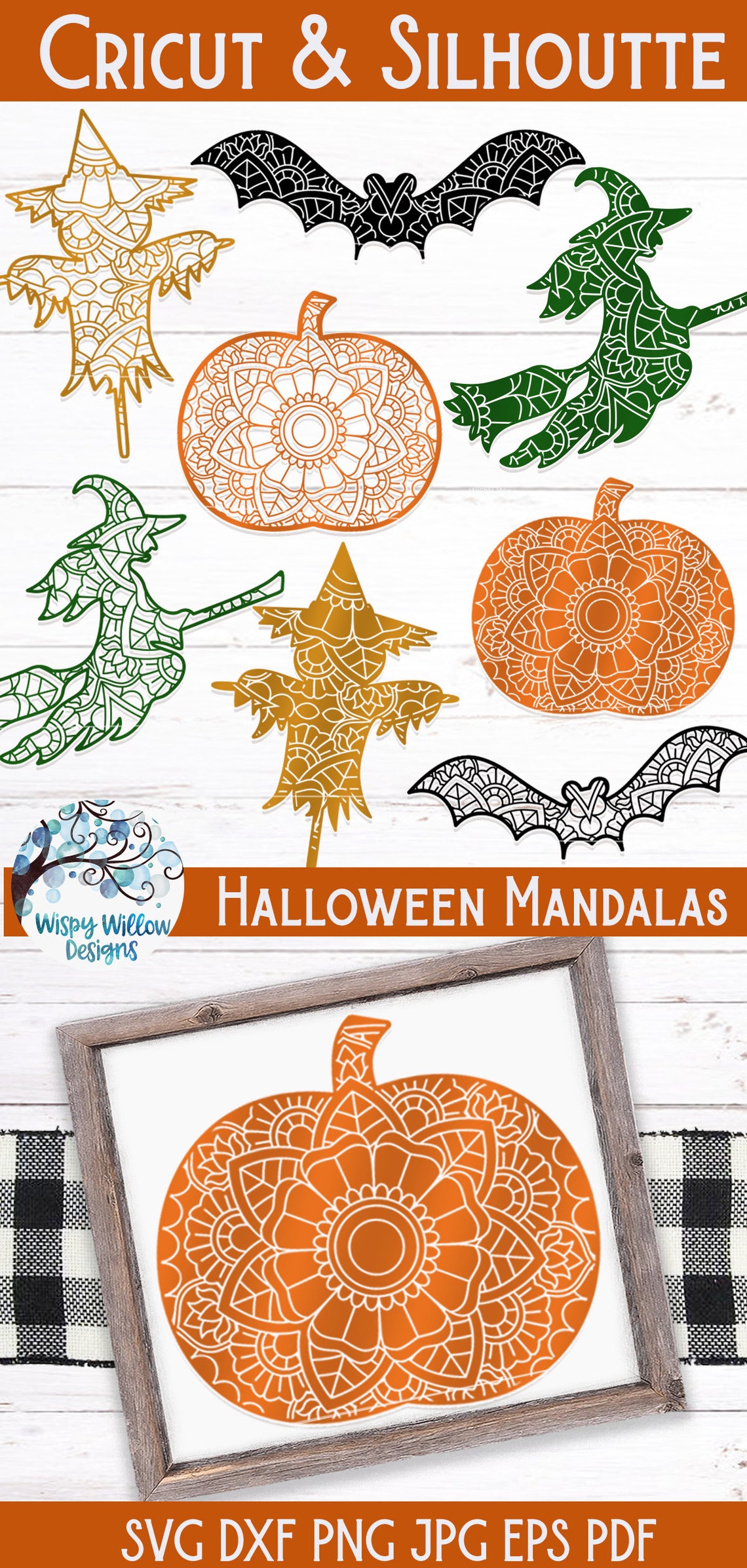 Halloween Mandala SVG Bundle Witch Mandala Pumpkin Mandala - Etsy