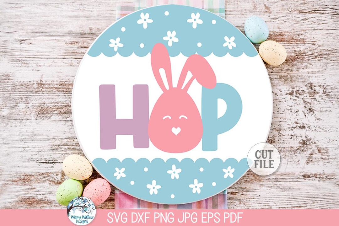 Happy Easter Round Sign SVG File for Cricut, Easter Bunny Funny Hop ...