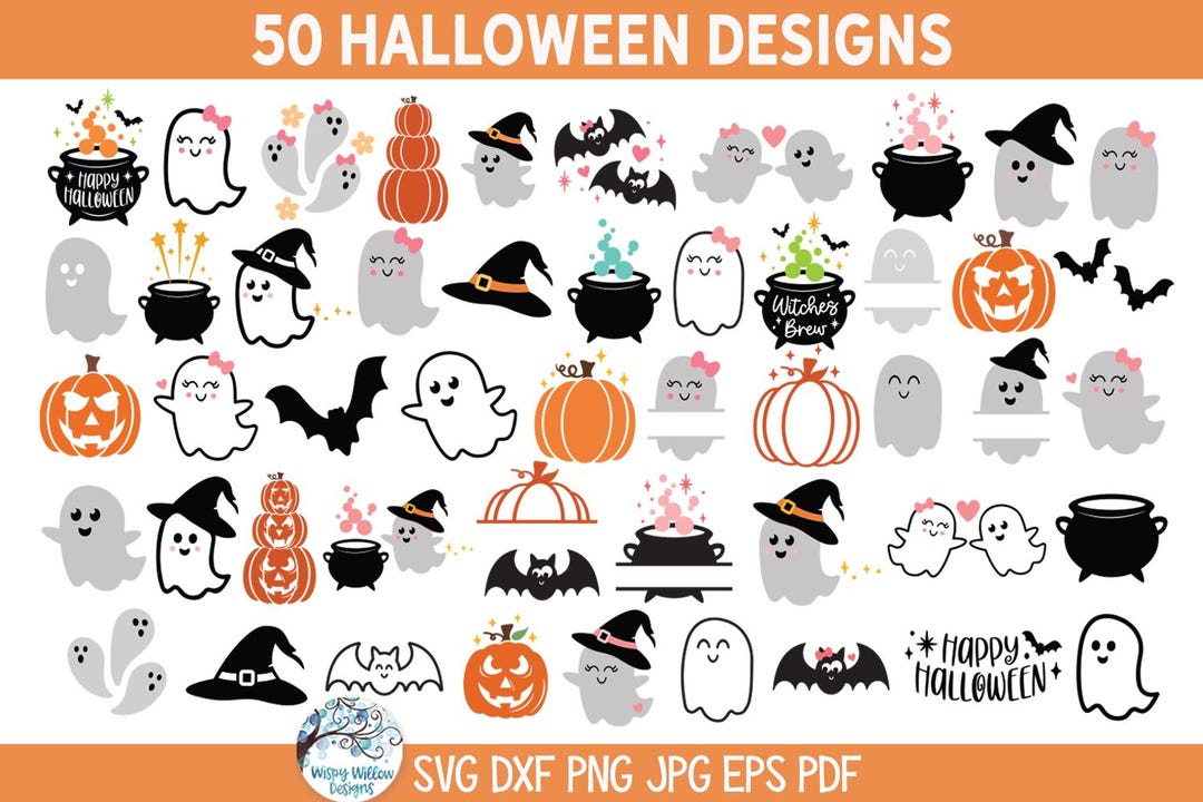 Halloween SVG Bundle for Cricut, Cute Ghosts, Jackolanterns, Spooky ...