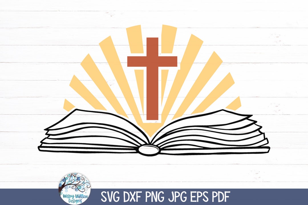 Bible SVG for Cricut, Book With Christian Jesus Cross, Church SVG, Open ...