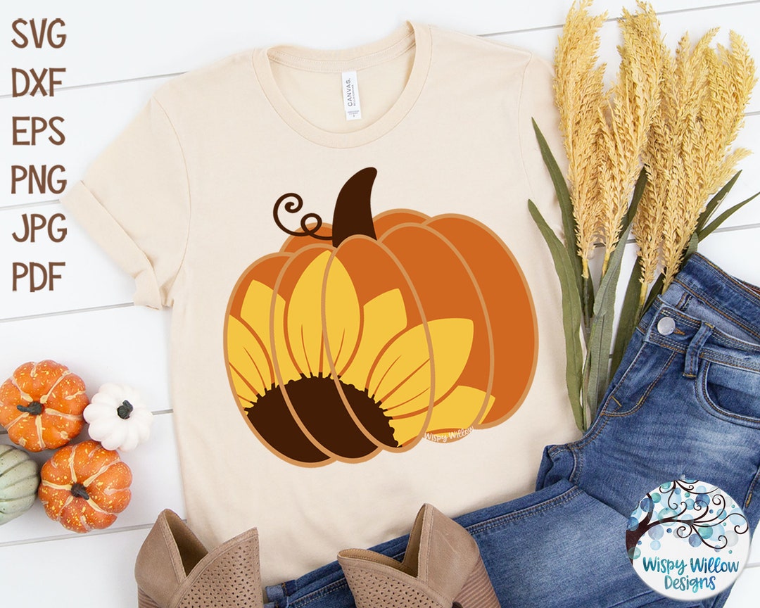 Pumpkin With Sunflower SVG, Fall Pumpkin Shirt Design PNG, Thanksgiving ...