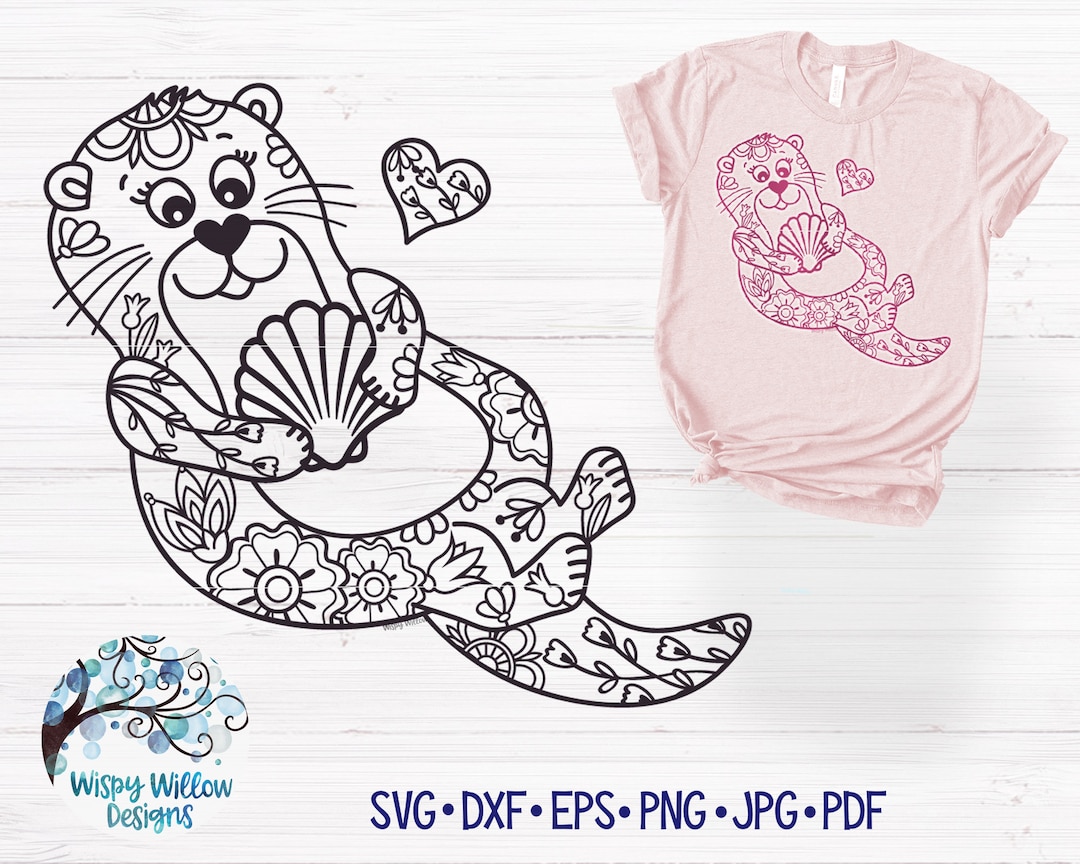 Otter Mandala SVG, Cute Otter With Flowers, Floral River Animal Png ...