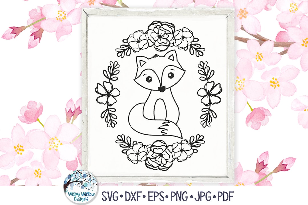Fox With Flowers SVG, Floral Fox Svg for Cricut, Girl Fox in Oval Frame ...