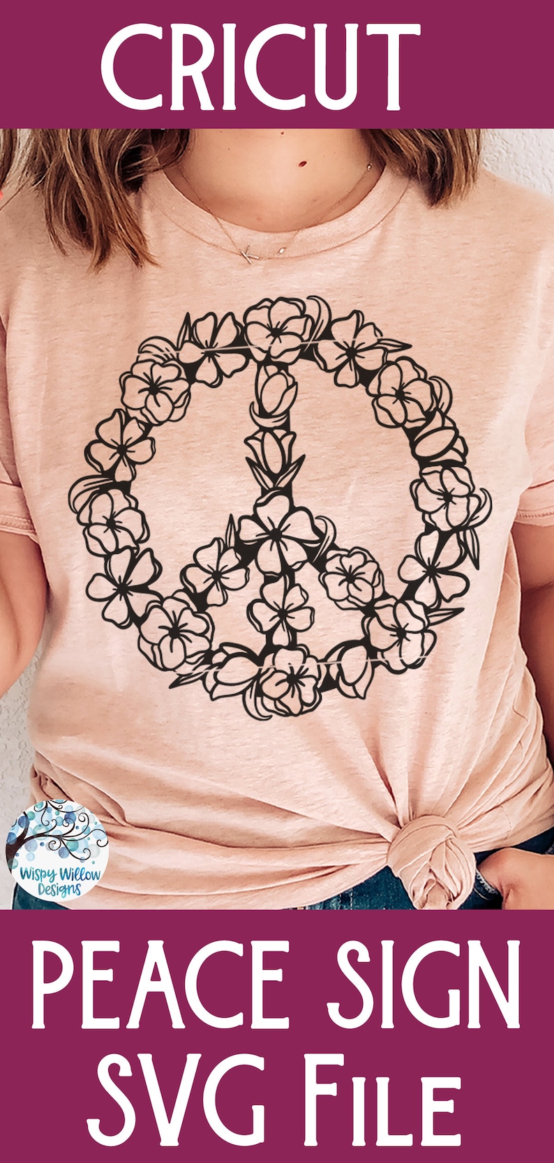 Peace Sign With Flowers SVG, Floral Peace Sign Svg, Peace Sign Mandala ...