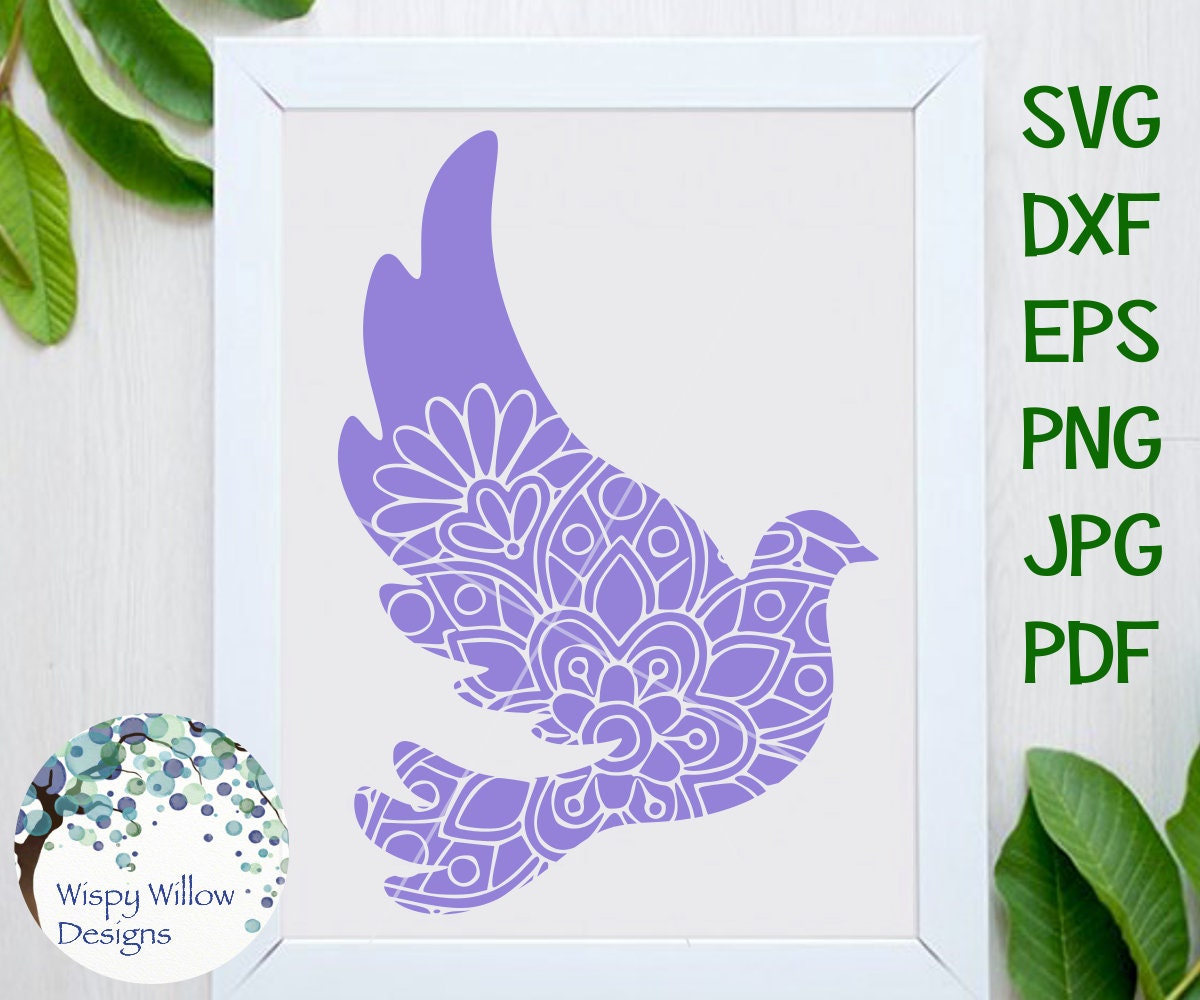 Dove Mandala SVG DXF Digital Download Bird Boho Hippie | Etsy