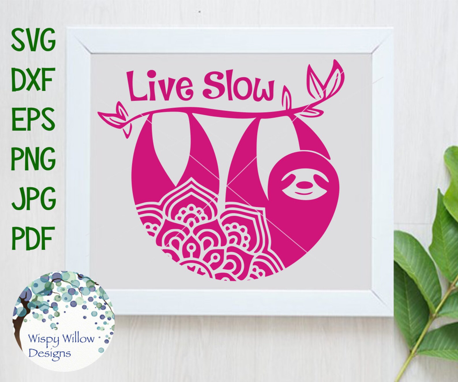 Live Slow Sloth Mandala SVG Live Slow Sloth SVG Sloths | Etsy