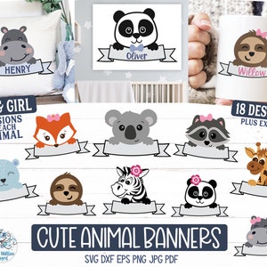 Cute Animal Banners SVG Bundle Baby Animals for Personalized - Etsy