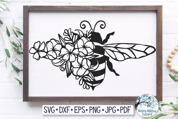 Floral Bee SVG Bee Mandala Svg Bee with Flowers Svg Flower | Etsy