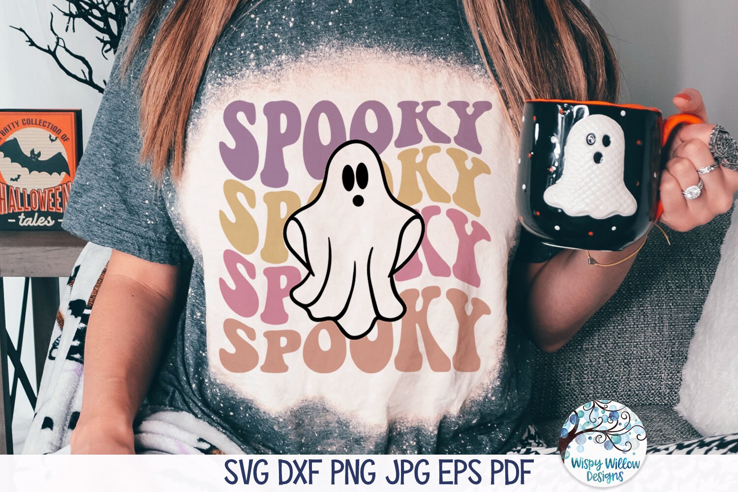 Spooky Ghost SVG, Retro Halloween Design for Cricut, Pastel Ghost ...