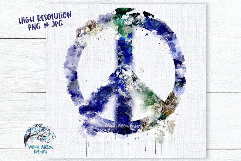 World Peace Sign PNG Watercolor Grunge Watercolor Peace - Etsy
