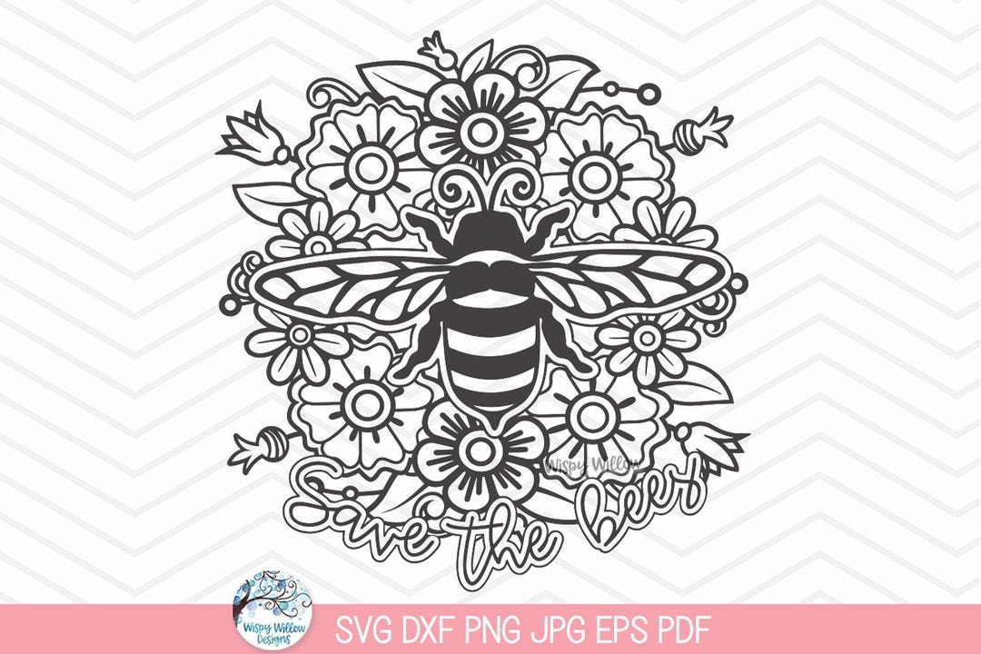 Save the Bees SVG File for Cricut, Summer Animal Flower Mandala ...