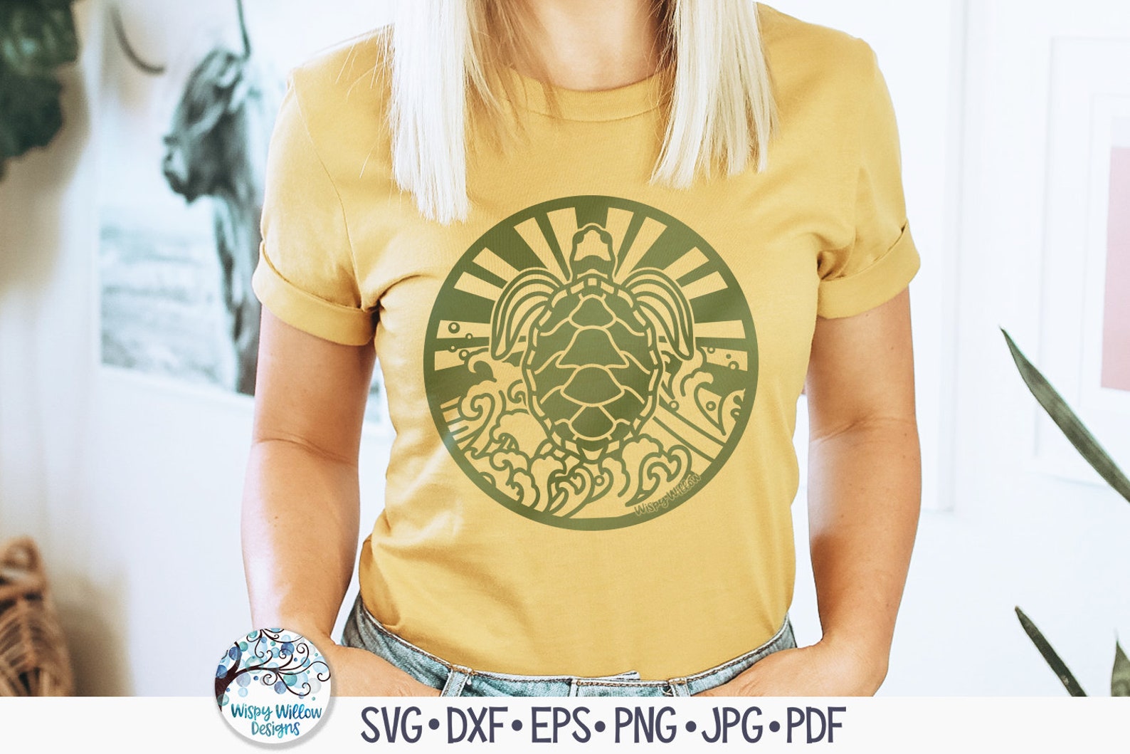 Sea Turtle SVG Beach Animal in Ocean Waves and Sun Swimming - Etsy