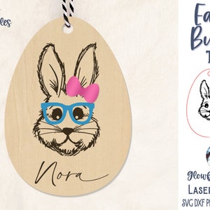 Easter Bunny Tag SVG File for Glowforge, Personalized Bunny Tag With ...
