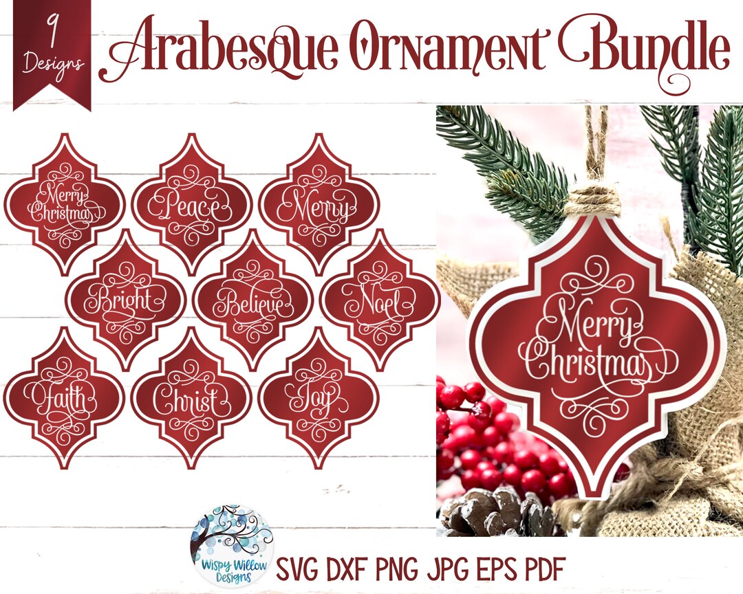 Arabesque Christmas Ornament SVG Bundle, Arabesque Tile Svg, Elegant ...